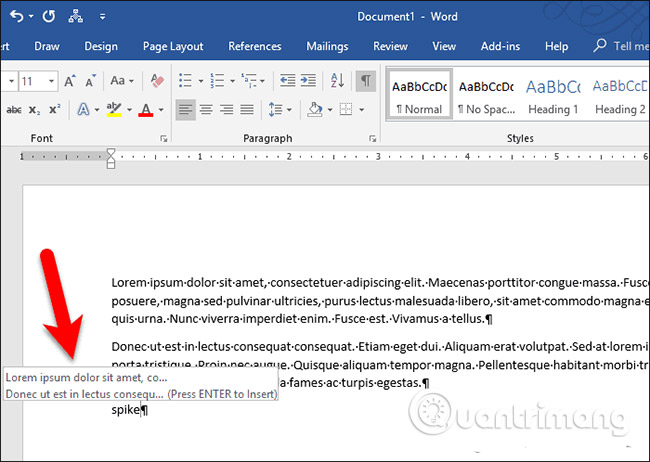 How to use Spike to copy and paste text blocks in Word
