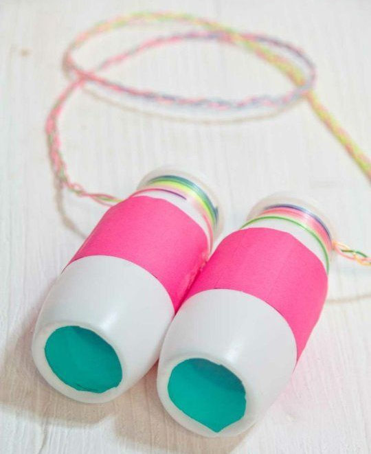 Make toys from baby milk cartons