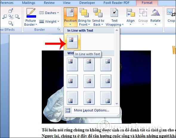 Ways to move image position in Word