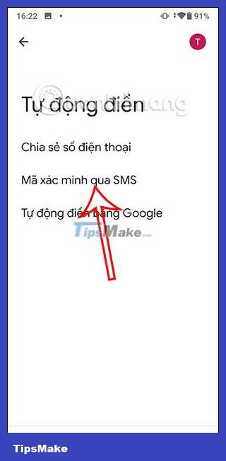 How to autofill verification codes on Android - TipsMake.com How to autofill verification codes on Android - TipsMake.com