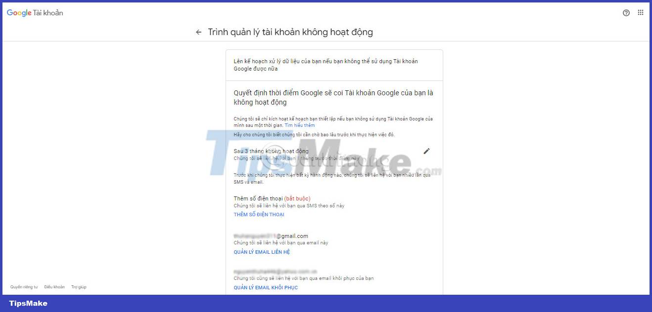 How to set up an inactive Google account manager - TipsMake.com How to set up an inactive Google account manager - TipsMake.com