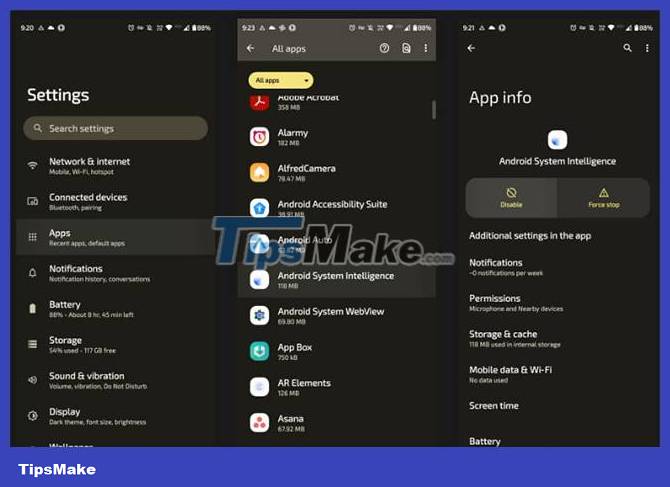 Is it safe to disable Android System Intelligence? - TipsMake.com Is it safe to disable Android System Intelligence? - TipsMake.com