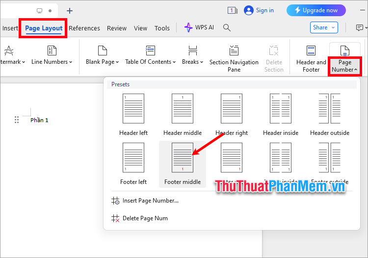 How to number pages without first page in WPS Office